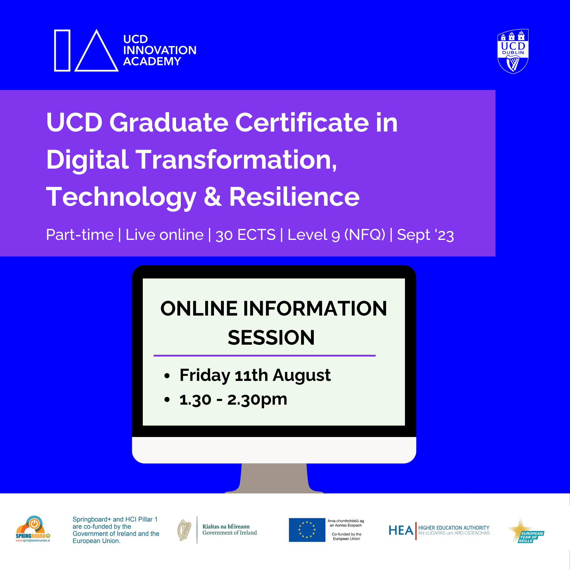 UCD Graduate Certificate in Digital Transformation, Technology